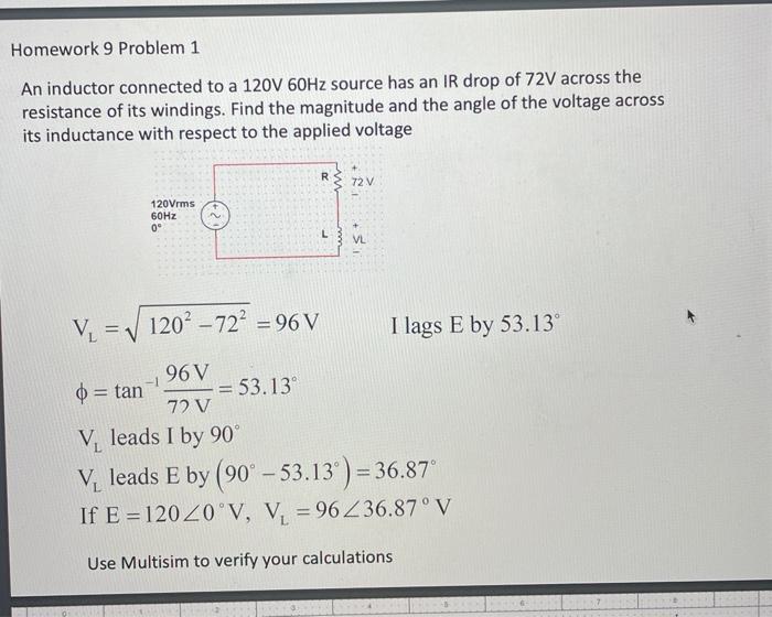 Solved Homework 9 Problem 1 An Inductor Connected To A 120v