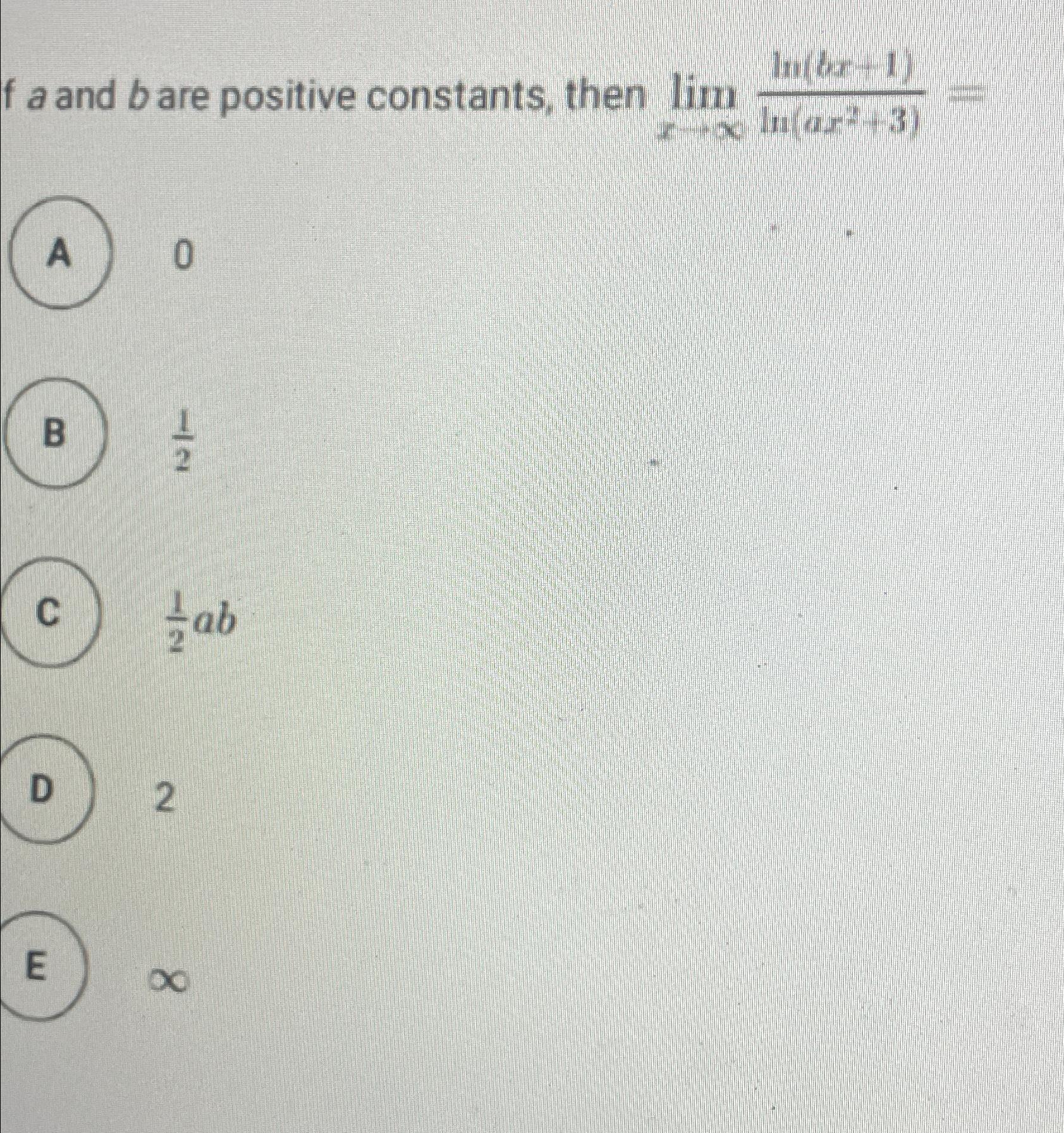 Solved fa ﻿and b ﻿are positive constants, then | Chegg.com