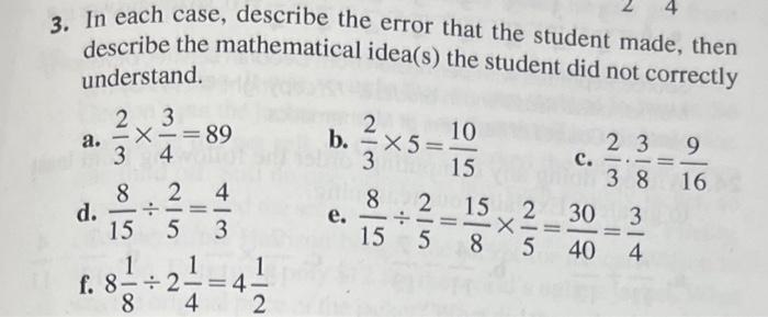 Solved 3. In each case, describe the error that the student | Chegg.com