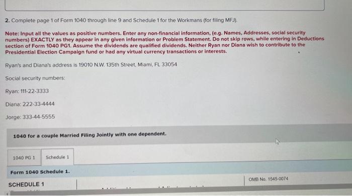 Solved Diana and Ryan Workman were married on January 1 of | Chegg.com
