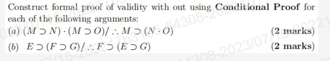 Solved Construct formal proof of validity with out | Chegg.com