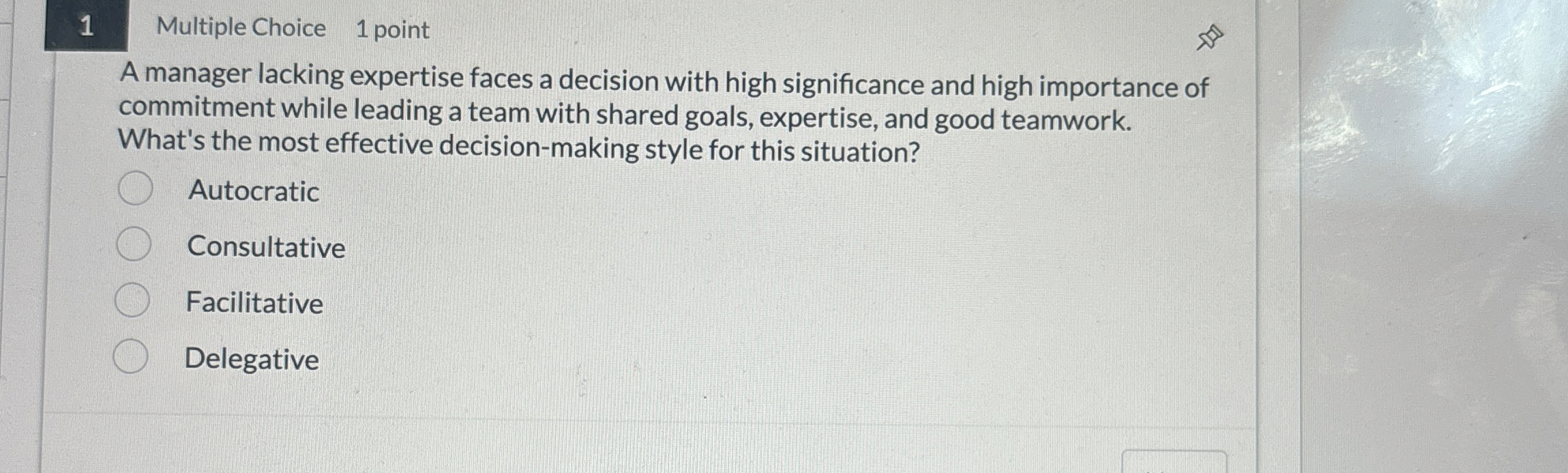 Solved 1Multiple Choice1 pointA manager lacking expertise | Chegg.com Solved 1Multiple Choice1 pointA manager lacking expertise | Chegg.com