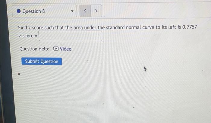 Solved Find z-score such that the area under the standard | Chegg.com