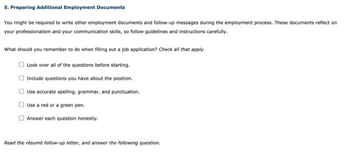 Solved 5. Preparing Additional Employment Documents You | Chegg.com