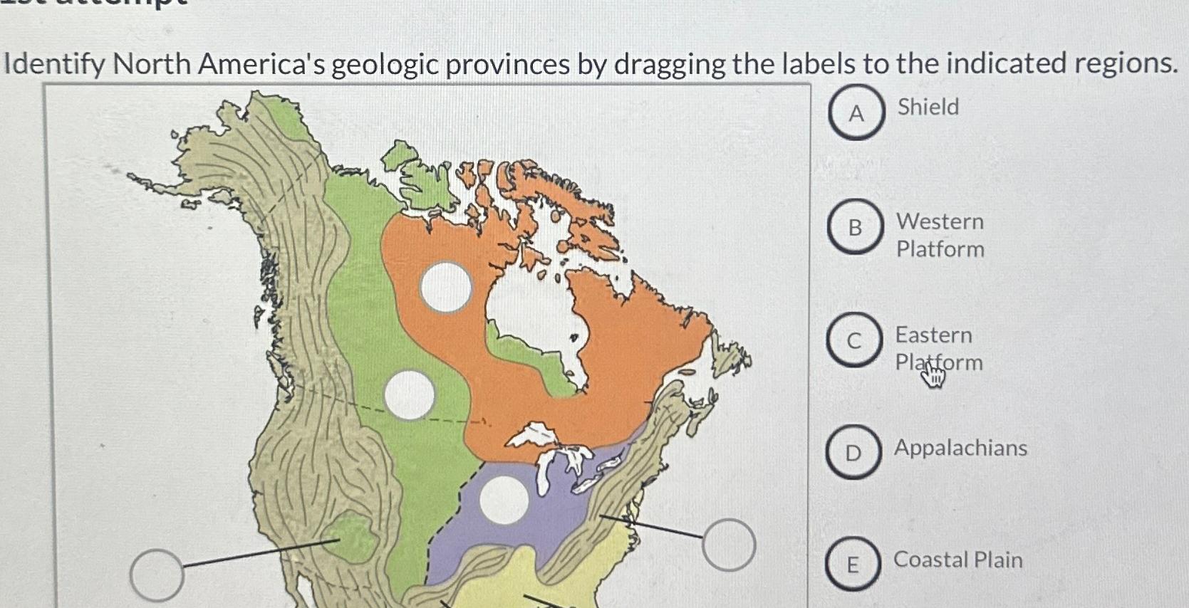 Solved Identify North America's geologic provinces by | Chegg.com