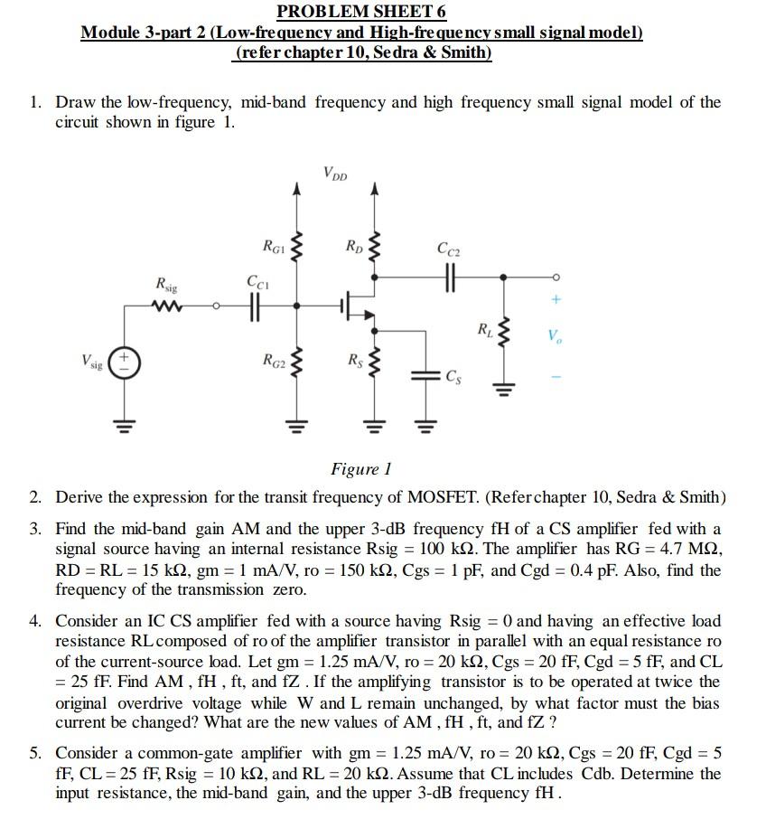 PROB LEM SHEET 6 Module 3-part 2 (Low-frequency and | Chegg.com