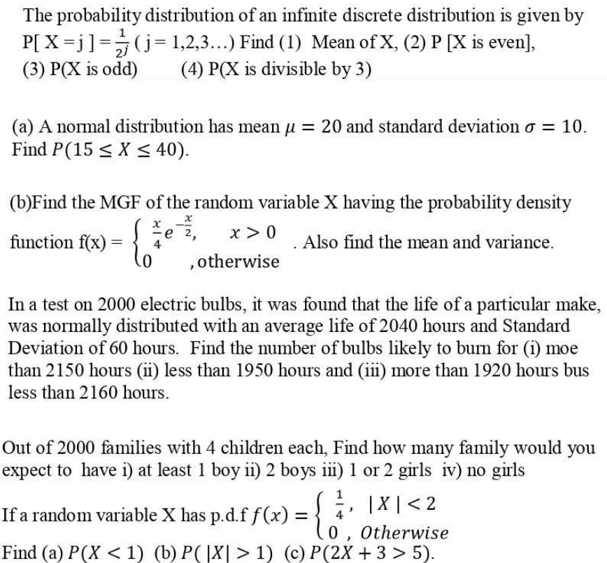 The probability distribution of an infinite discrete | Chegg.com