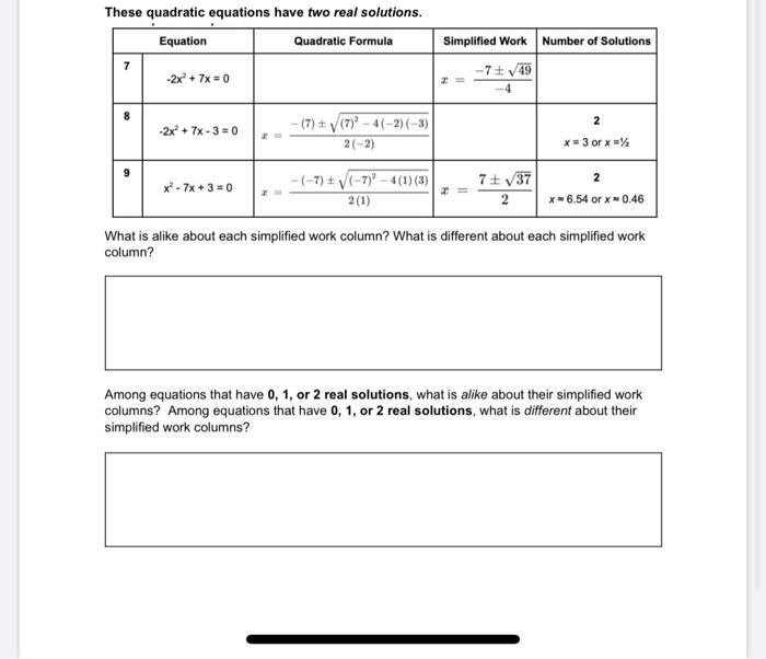 Solved These quadratic equations have two real solutions. | Chegg.com