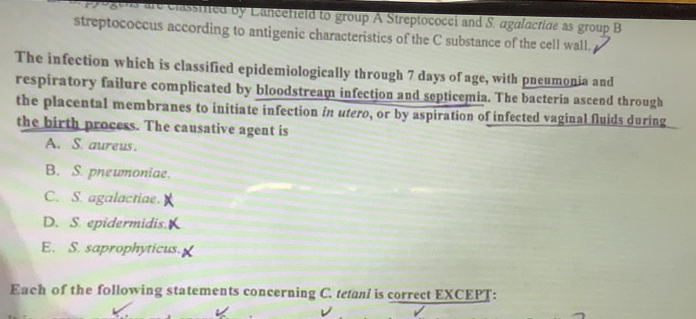 Solved streptococcus according to antigenic characteristics | Chegg.com