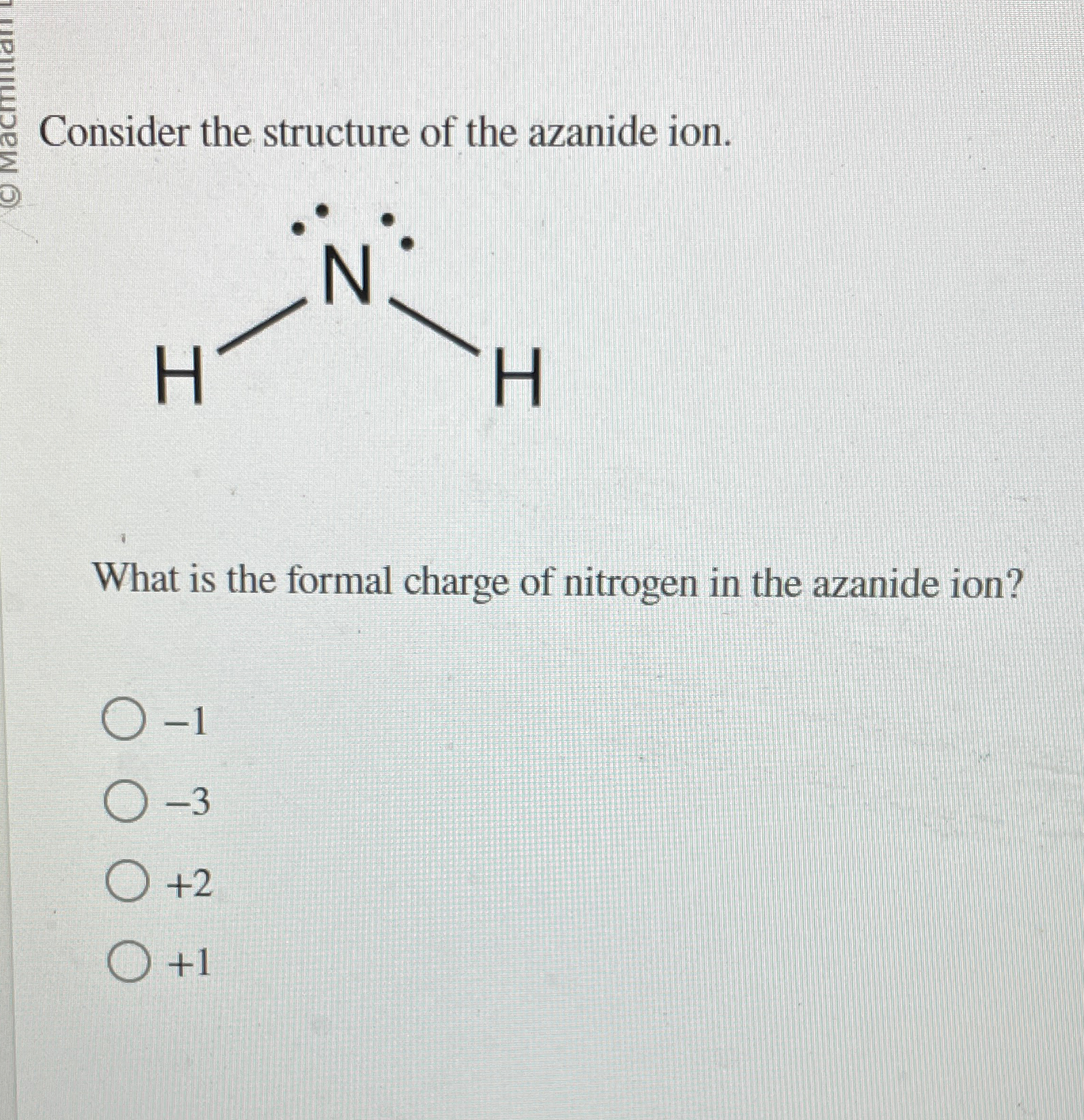 Solved Consider the structure of the azanide ion.What is the | Chegg.com