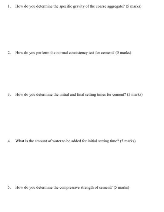 Solved 1. How do you determine the specific gravity of the | Chegg.com