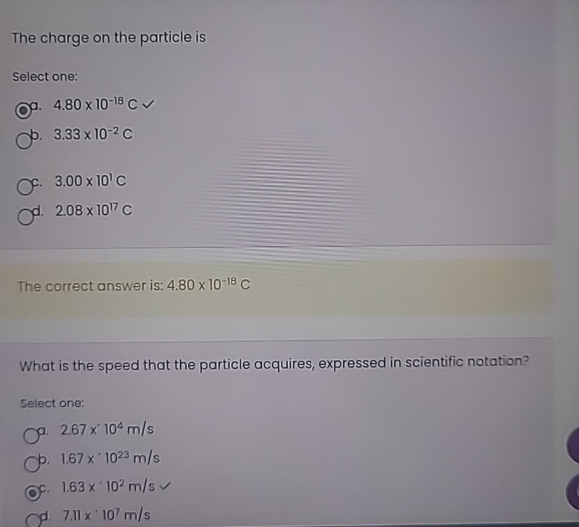 Solved The charge on the particle isSelect | Chegg.com