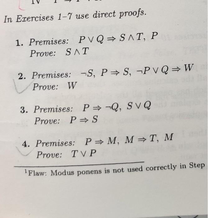 Solved In Exercises 1-7 use direct proofs. 1. Premises: | Chegg.com