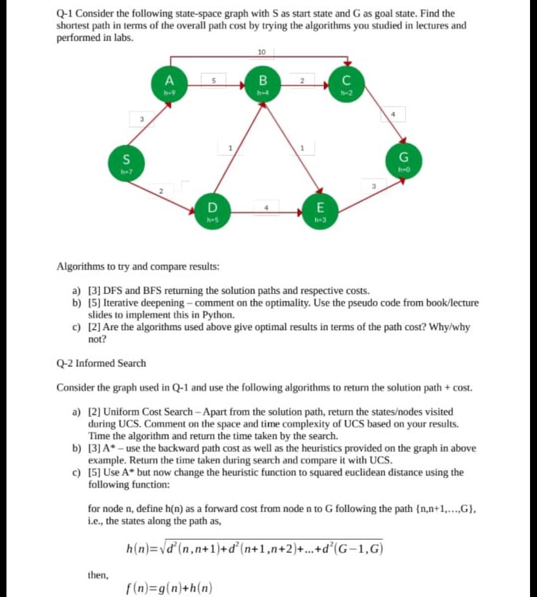 Solved Q-1 Consider the following state-space graph with S | Chegg.com