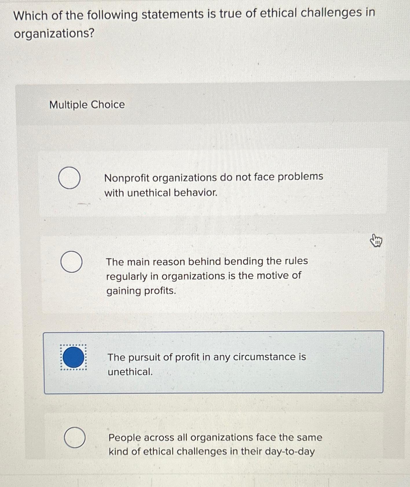 Solved Which of the following statements is true of ethical | Chegg.com
