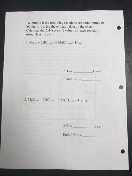 Solved Determine if the following reactions are endothermic | Chegg.com
