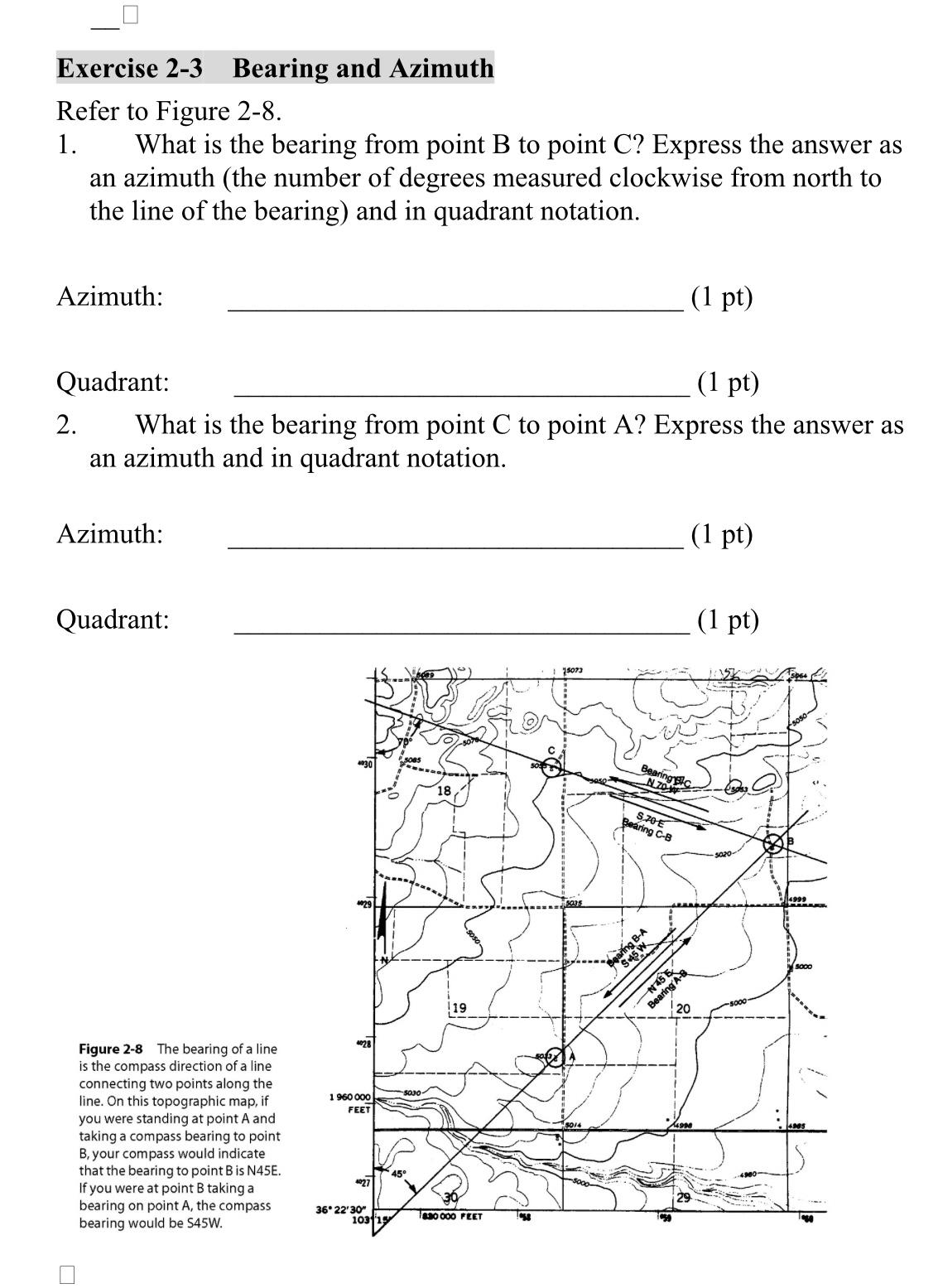 Solved Exercise 2-3 ﻿Bearing and AzimuthRefer to Figure | Chegg.com