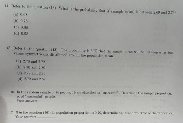 14. Refer to the question (13). What is the | Chegg.com