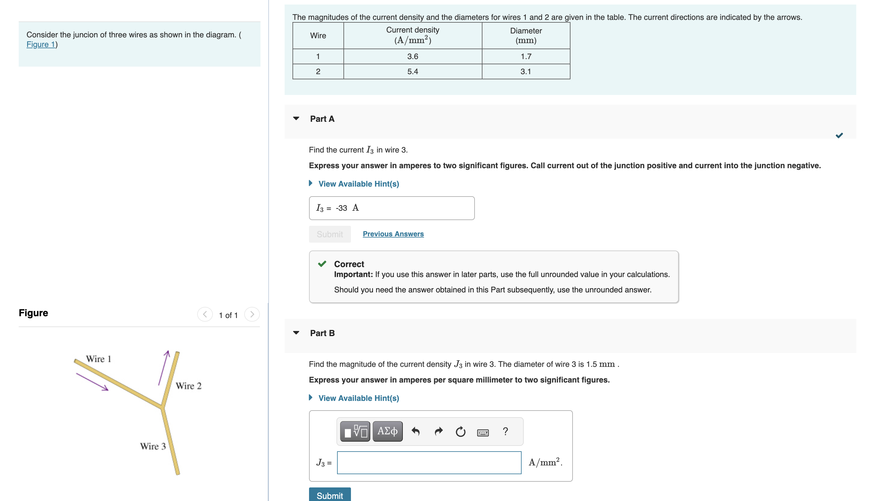 Solved Part BFind the magnitude of the current density J3 | Chegg.com
