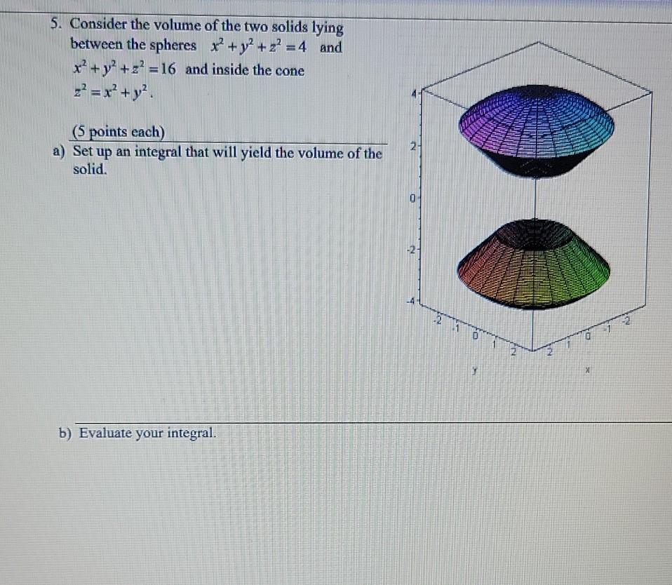 Solved 5. Consider the volume of the two solids lying | Chegg.com
