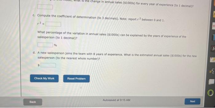 a. Compute b1 and b0 (to 1 decimal). b1=b0= Complete | Chegg.com