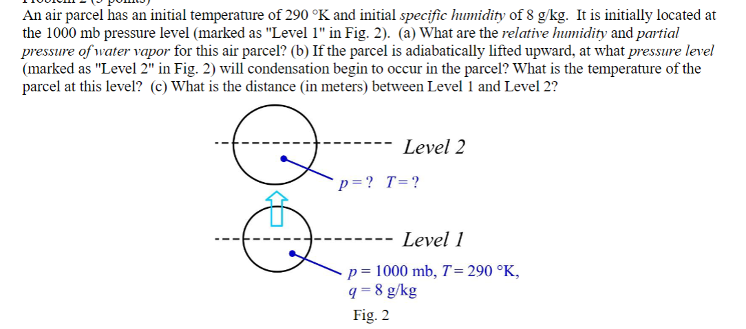 Solved An air parcel has an initial temperature of 290°K | Chegg.com