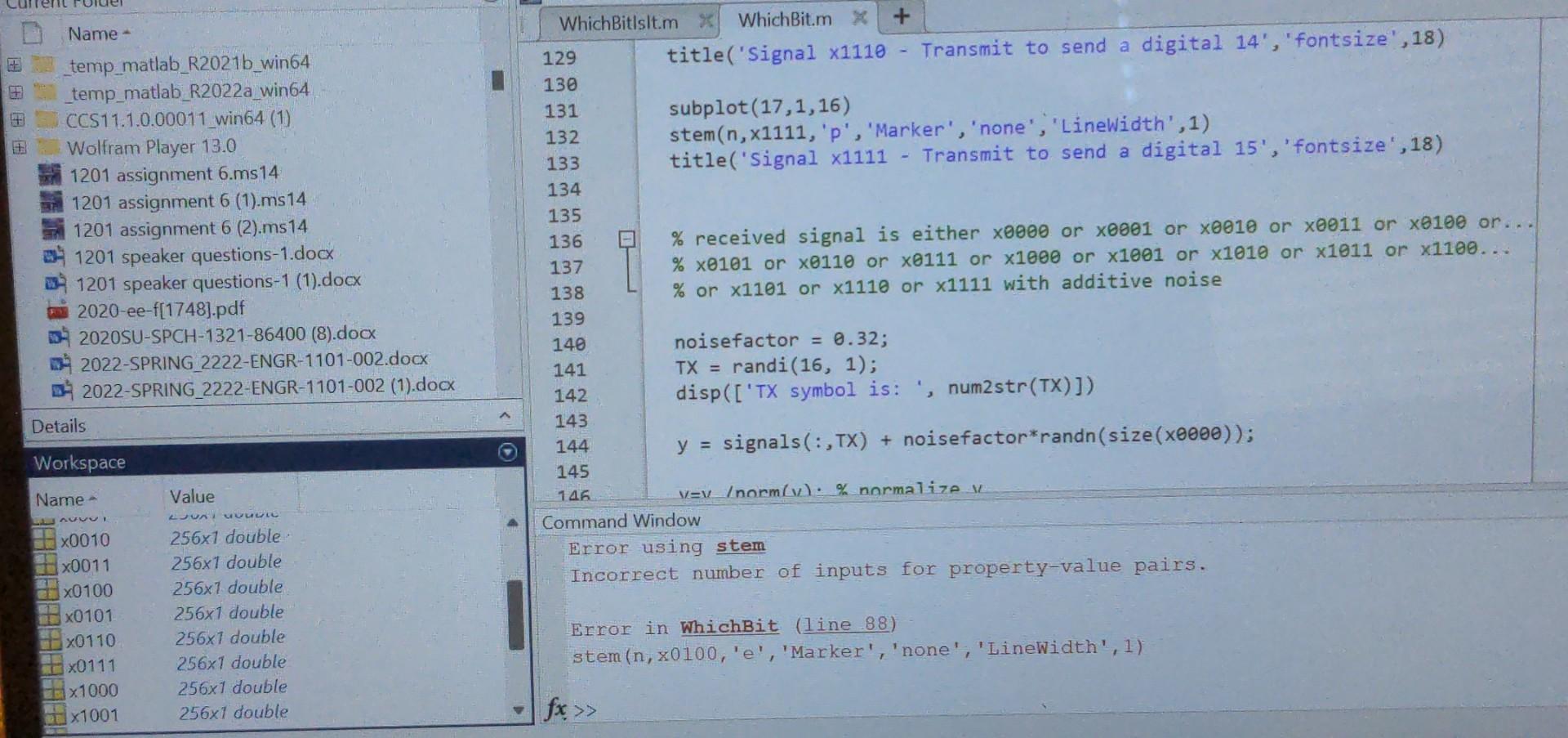 Solved MATLAB R2022a - academic use => ra SIHAN 1987 H & | Chegg.com