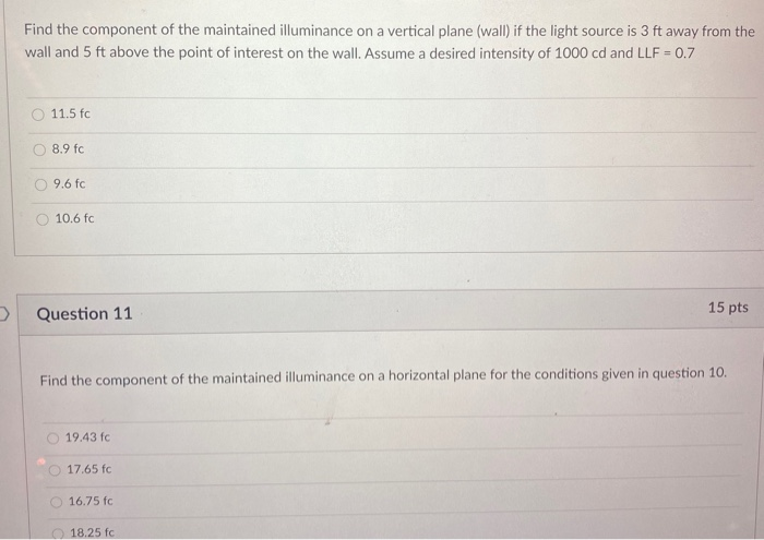 Solved Find the component of the maintained illuminance on a | Chegg.com