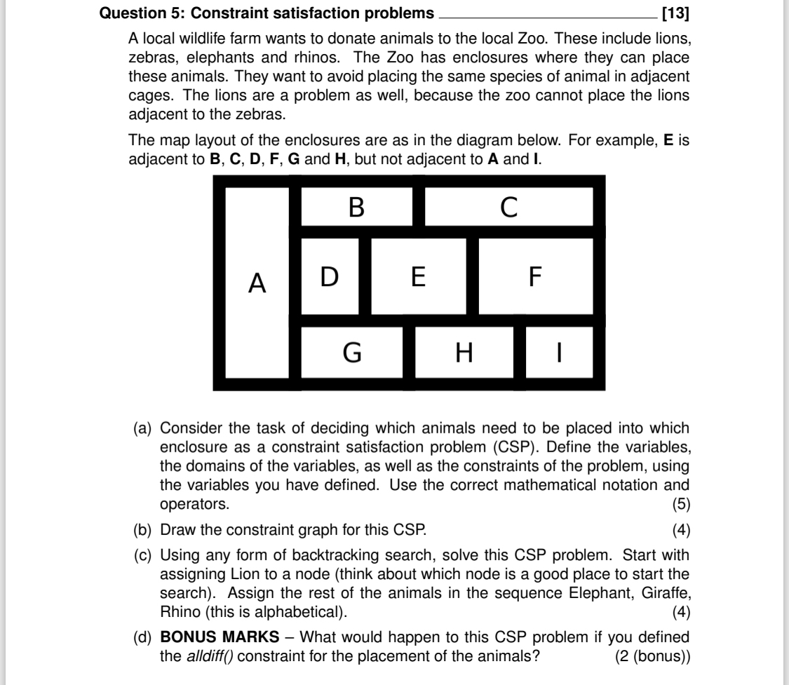 Solved Question 5: Constraint satisfaction problems3]A local | Chegg.com
