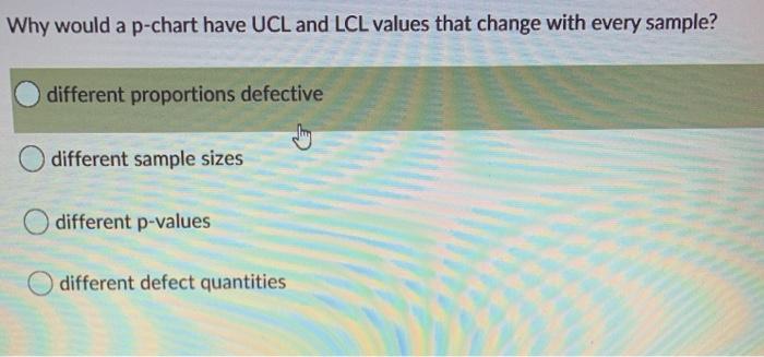 Solved Why would a p-chart have UCL and LCL values that | Chegg.com