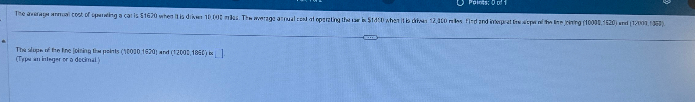 Solved The slope of the line joining the points (10000,1620) | Chegg.com
