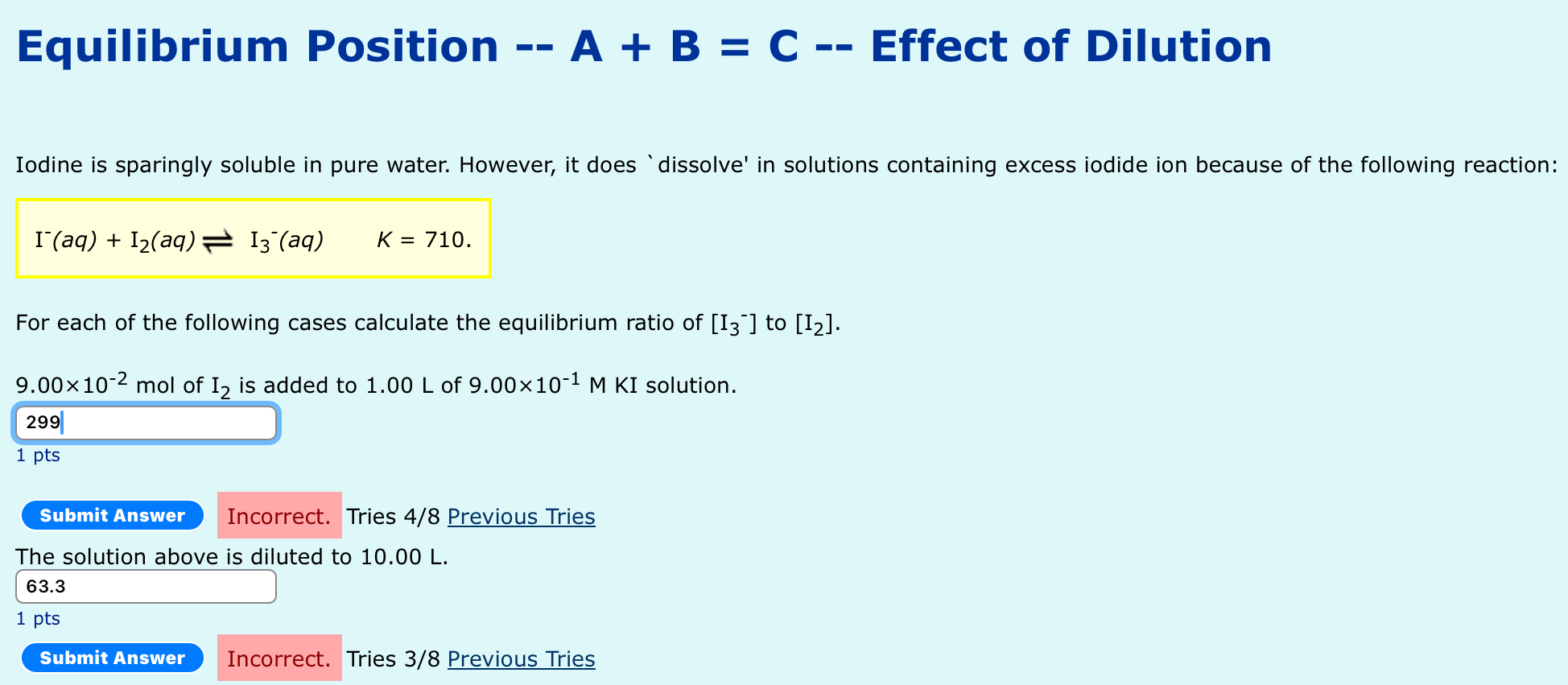 Solved Equilibrium Position -- A+B=C-- ﻿Effect of | Chegg.com