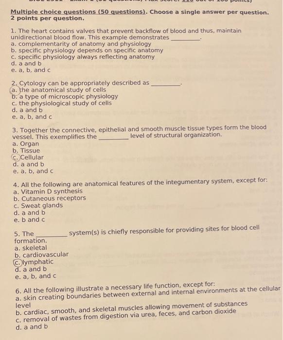 Solved Multiple choice questions (50 questions). Choose a | Chegg.com