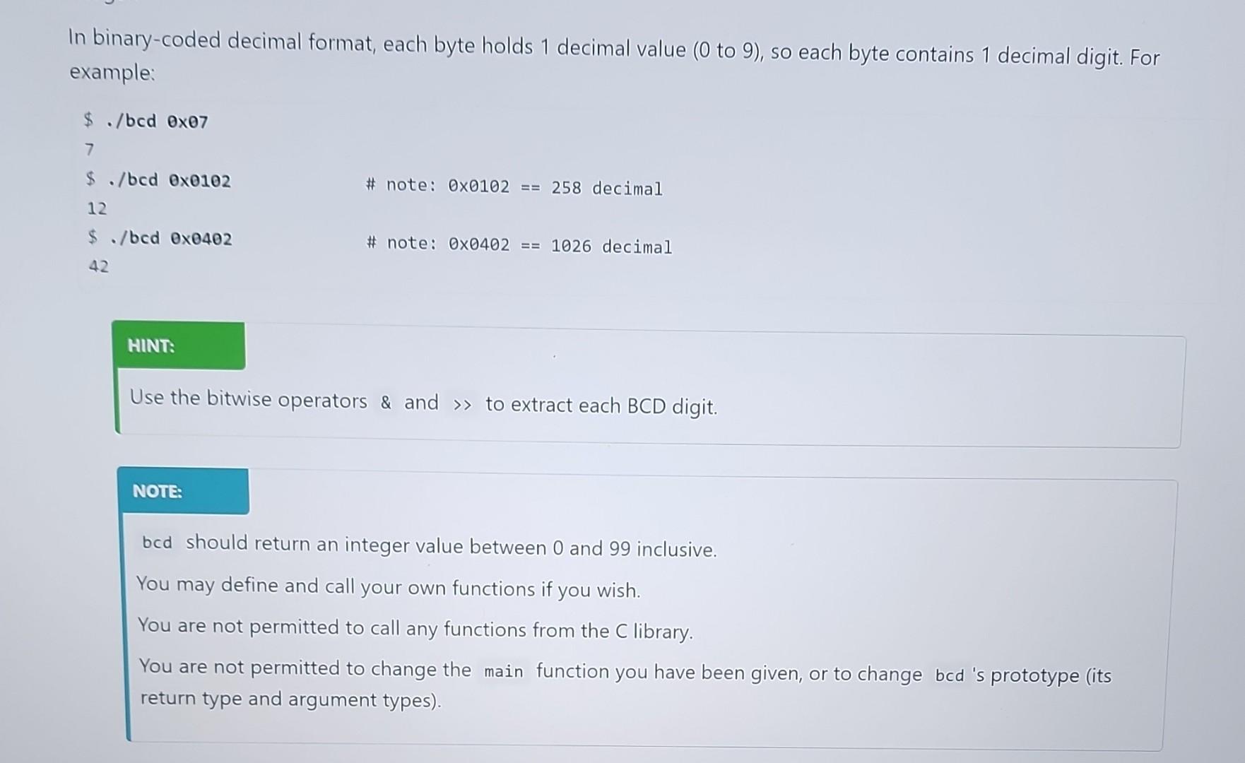 Solved EXERCISE - INDIVIDUAL: Convert a 2 digit BCD Value to | Chegg.com