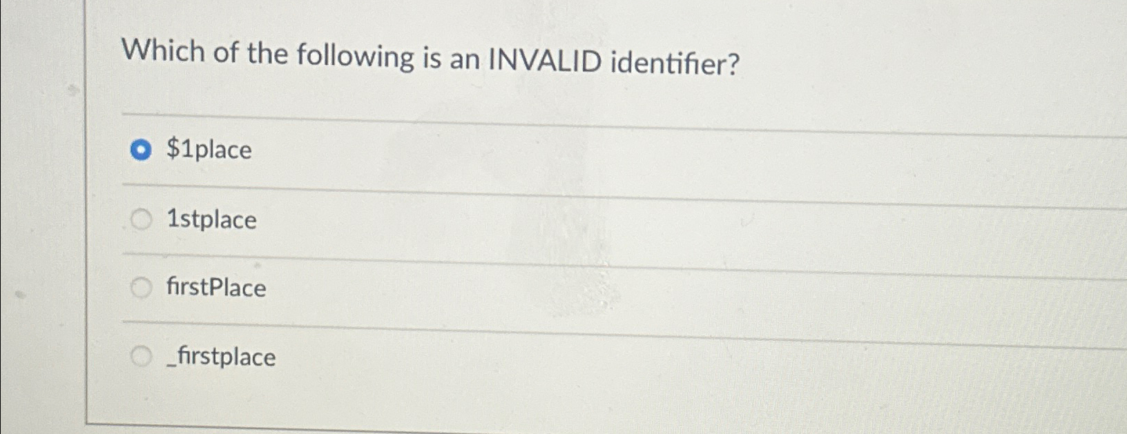 Solved Which of the following is an INVALID | Chegg.com