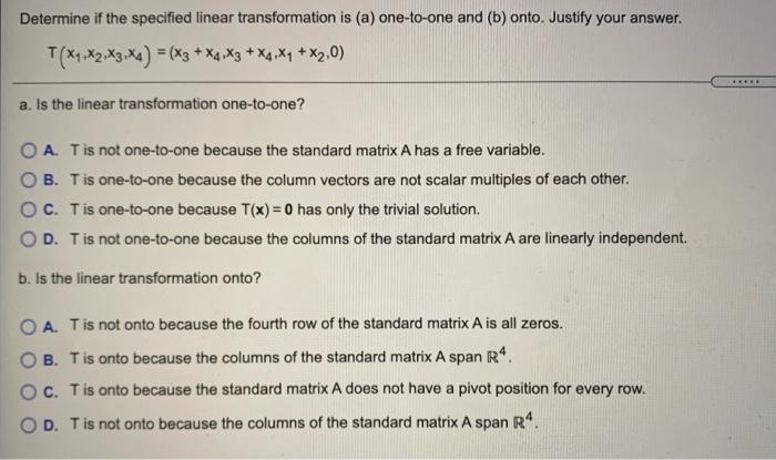 Solved Determine if the specified linear transformation is | Chegg.com