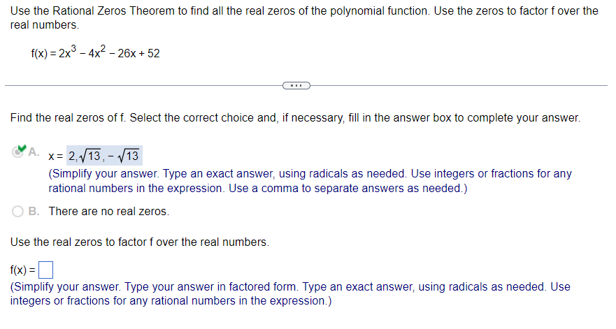 Solved Use the Rational Zeros Theorem to find all the real | Chegg.com