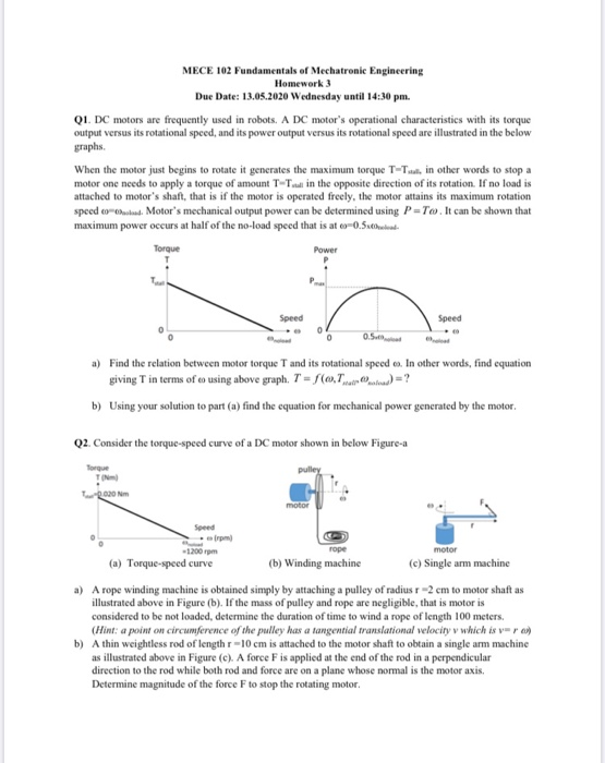 MECE 102 Fundamentals of Mechatronic Engineering | Chegg.com