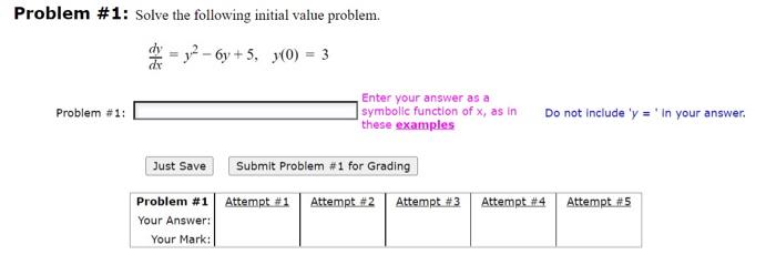 Solved Problem #1: Solve the following initial value | Chegg.com