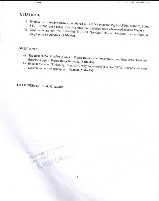 QUESTION 4: a) Explain the following terms as | Chegg.com