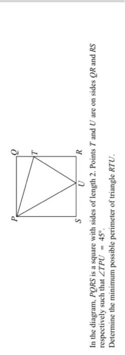 Solved In the diagram, PQRS is a square with sides of length | Chegg.com