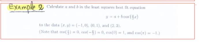 Solved Xample 2 Calculate a and b in the least squares bert | Chegg.com
