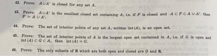 Solved in thes questions A' is derived set of A.42. Prove: | Chegg.com