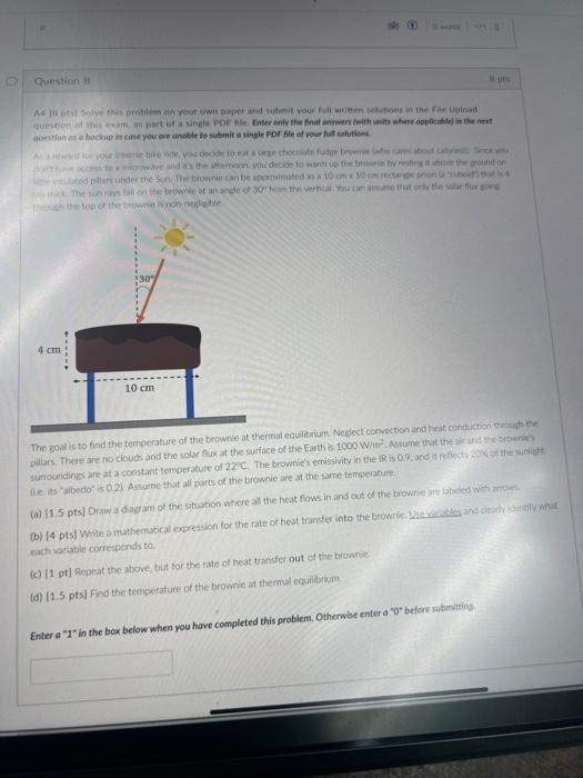 fie. its "albedo" is 021 Assarne that all parts of | Chegg.com