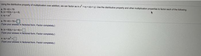Solved Using the distributive property of multiplication | Chegg.com