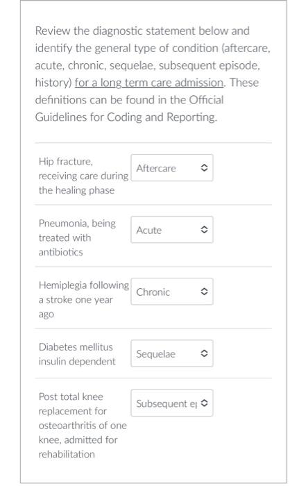 Review the diagnostic statement below and identify | Chegg.com