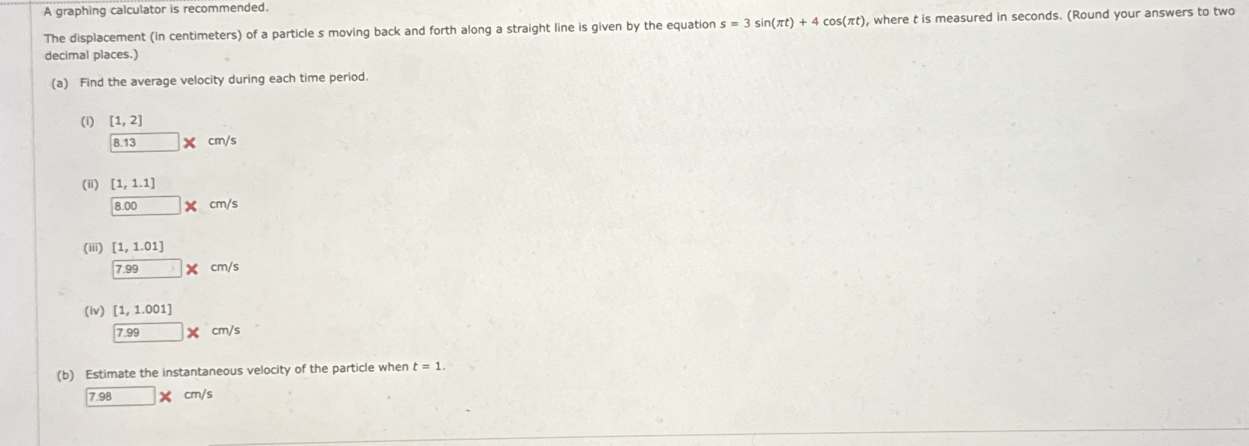 Solved A graphing calculator is recommended. decimal | Chegg.com