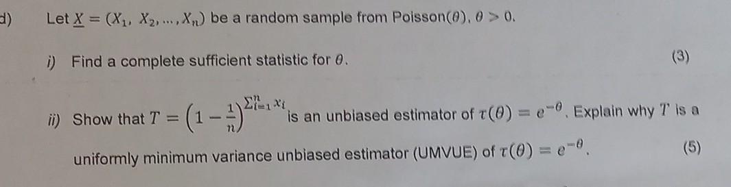 Solved Let X=(X1,X2,…,Xn) be a random sample from Poisson | Chegg.com