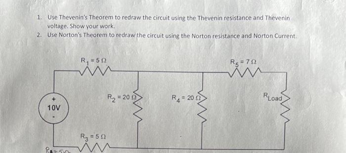 Solved 1. Use Thevenin's Theorem to redraw the circuit using | Chegg.com