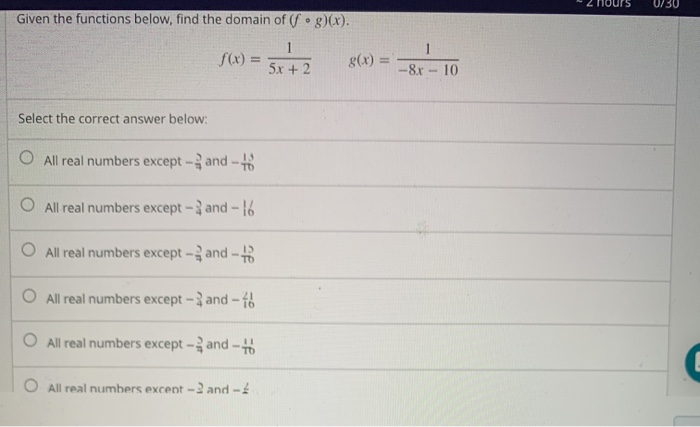 Solved Given the functions below, find the domain of | Chegg.com